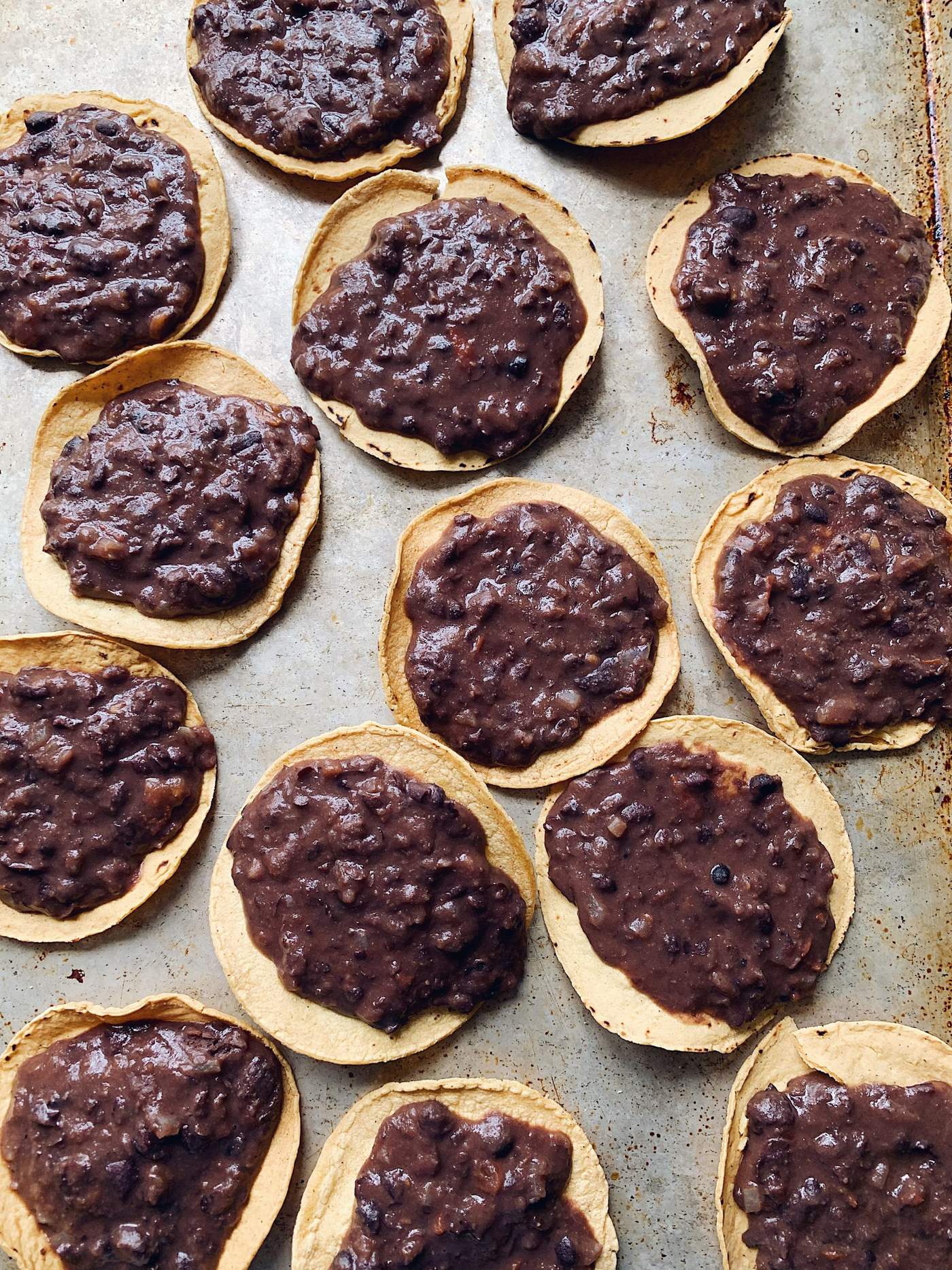 Tostadas de Frijoles Negros - Mexican Food Memories